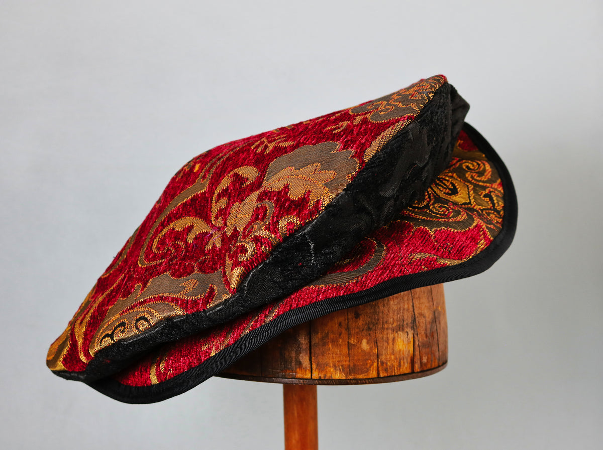 Flat Cap - Wine Black Gold Chenille / Black Chenille – Tall Toad