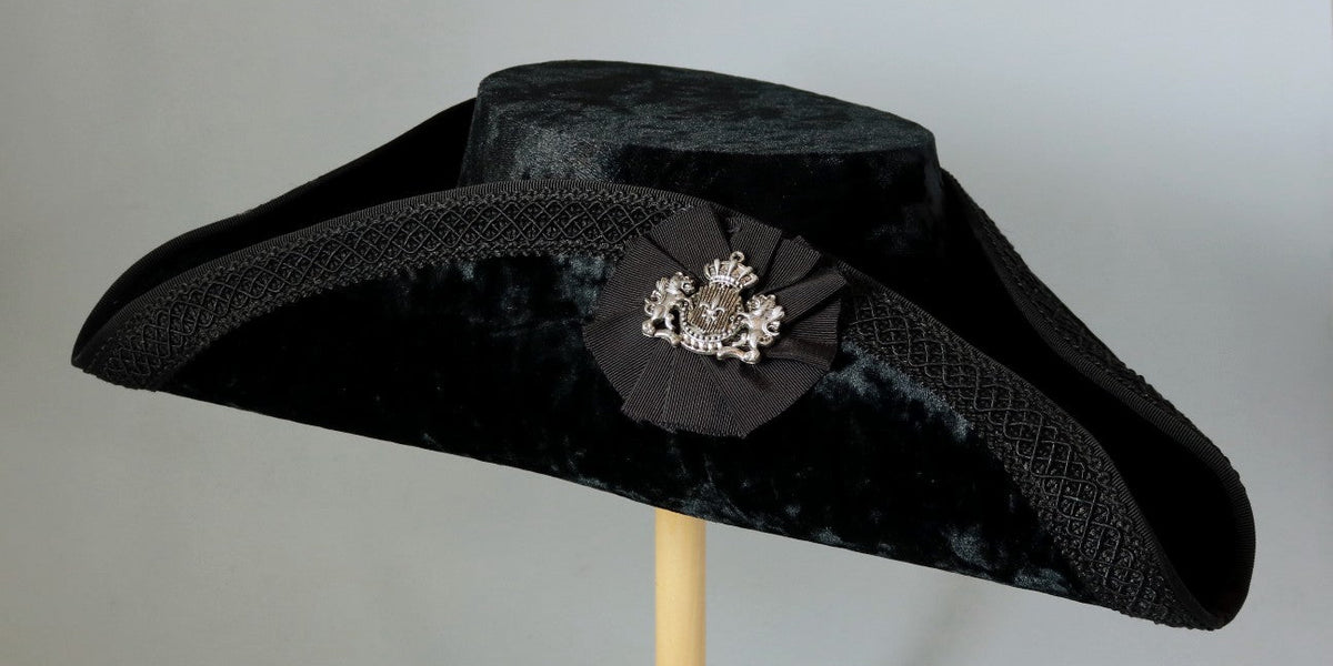 Tricorn / Black Trim / Cockade / Sliver Crest – Tall Toad
