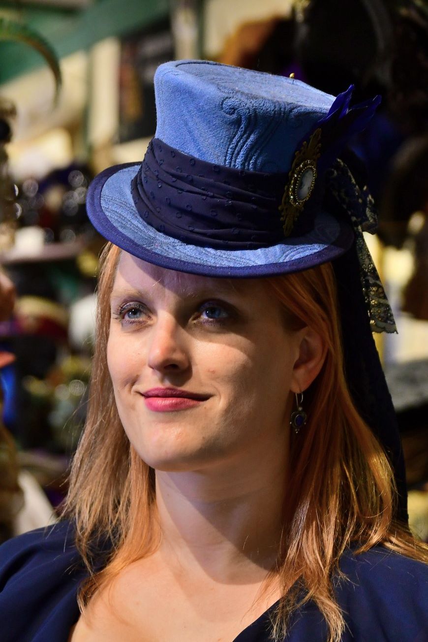 Mini Top Hat - Blue Jacquard / Cameo / Goose Feathers – Tall Toad